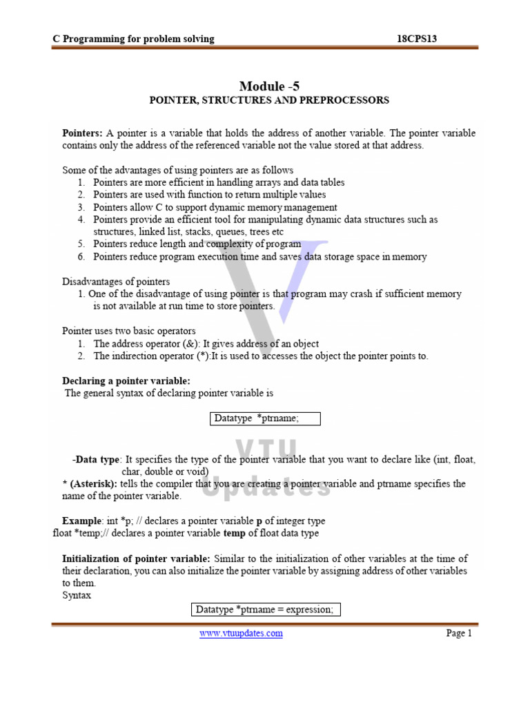 Module 5 Pdf Pointer Computer Programming Parameter Computer Programming 5764