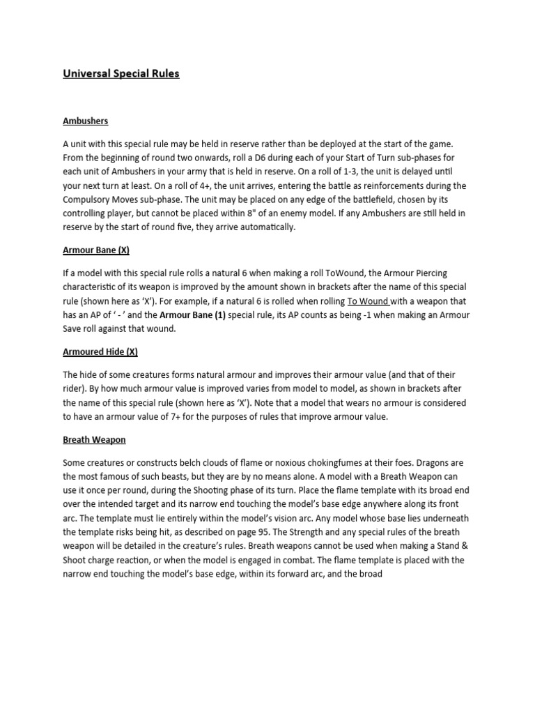 Ambushers Special Rule Explained | PDF | Infantry | Armour