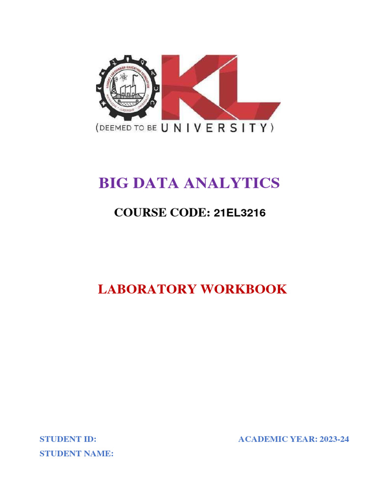 BDA LAB Workbook (AY - 2023-24 EVEN SEM) - FINAL | PDF | Apache Hadoop | Statistics