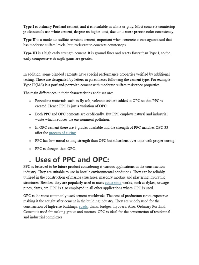 Type II-OPC WITH POZOLAN | PDF | Home & Garden | Technology & Engineering