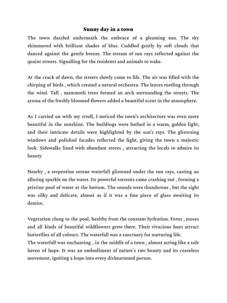 Descriptive Writing (Sunny Day in A Town) | PDF