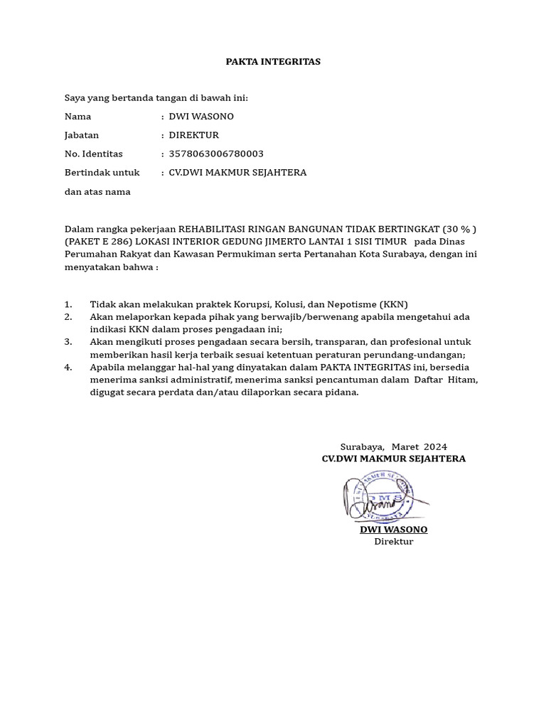 Isian Prakualifikasi CV, DMS Paket e 286 | PDF | Bisnis | Pengelolaan ...