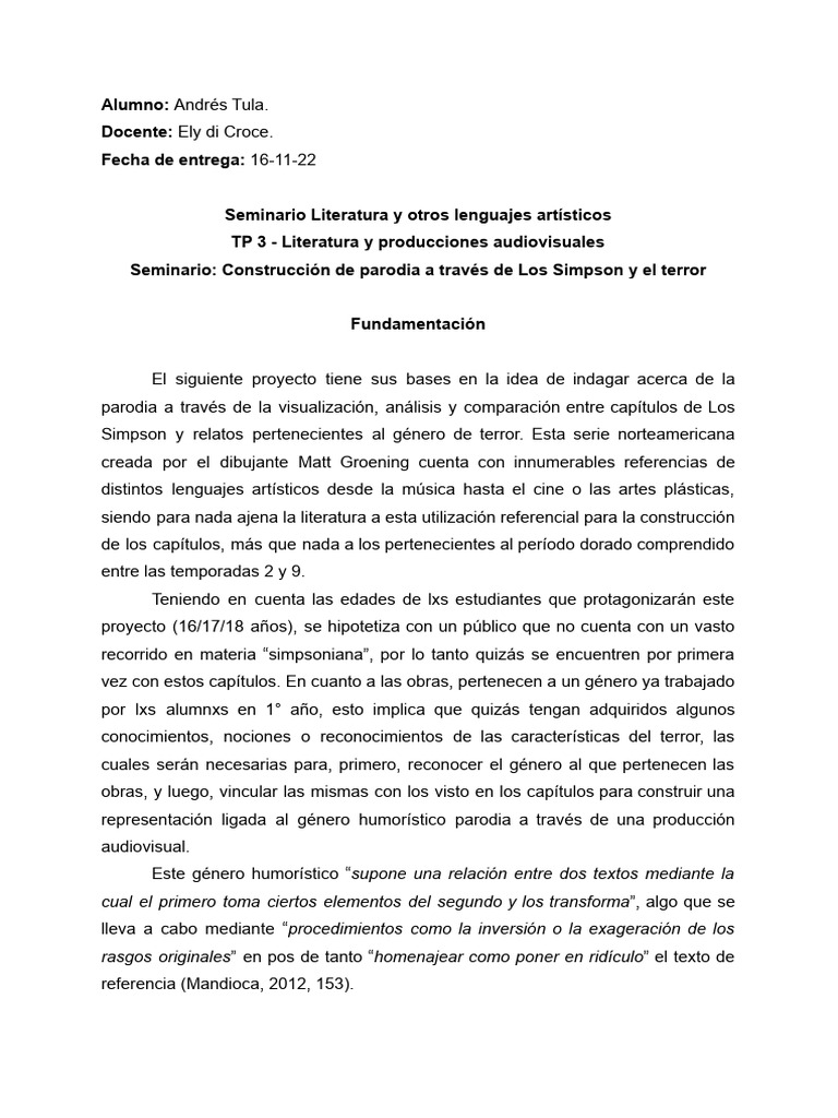 TP Final - Tula, Andrés | PDF | Edgar Allan Poe | Parodia