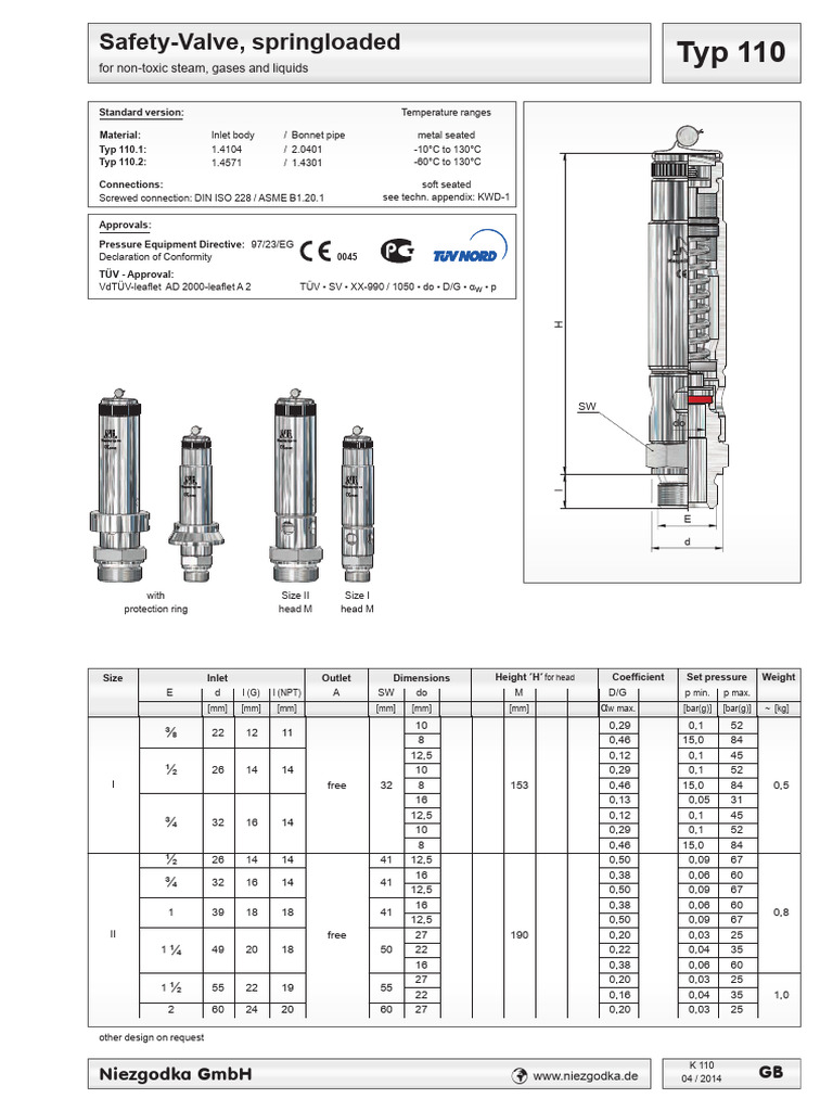 Niezgodka Type 110 Open Discharge Safety Valve | PDF | Mechanical ...