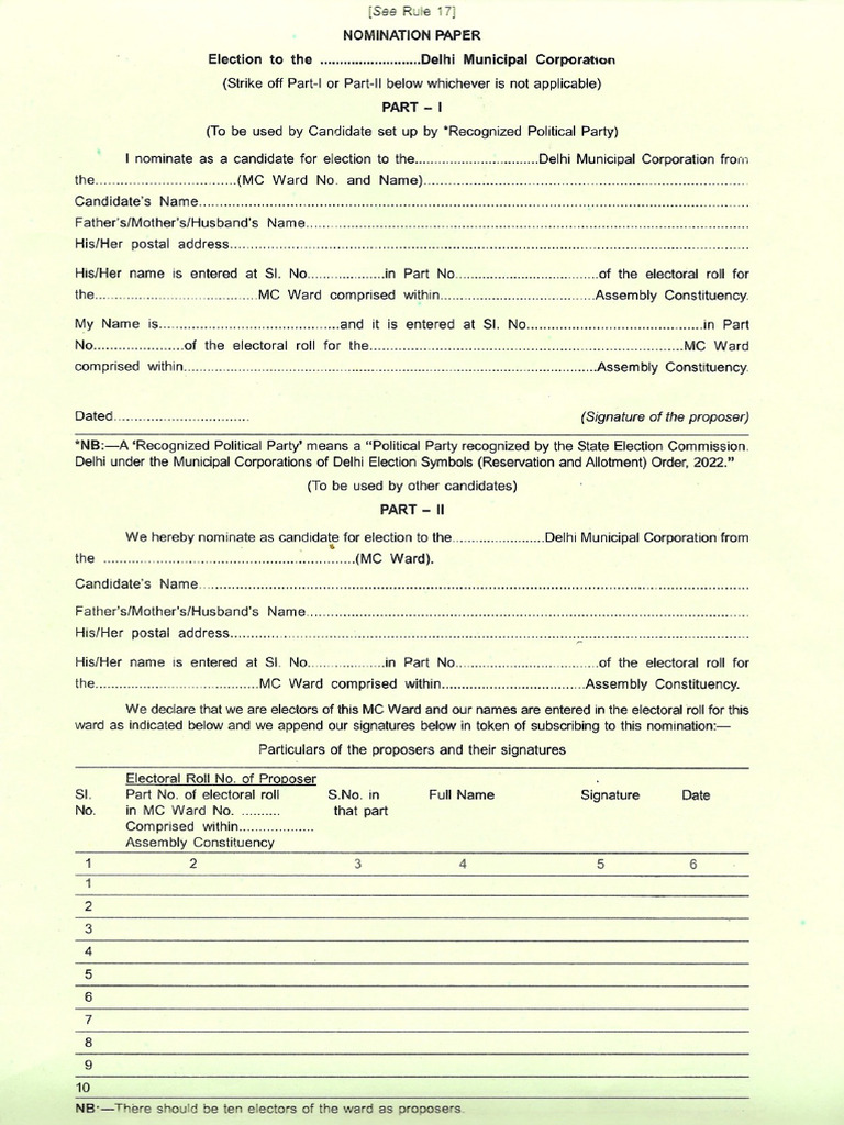 Nomination Paper | PDF