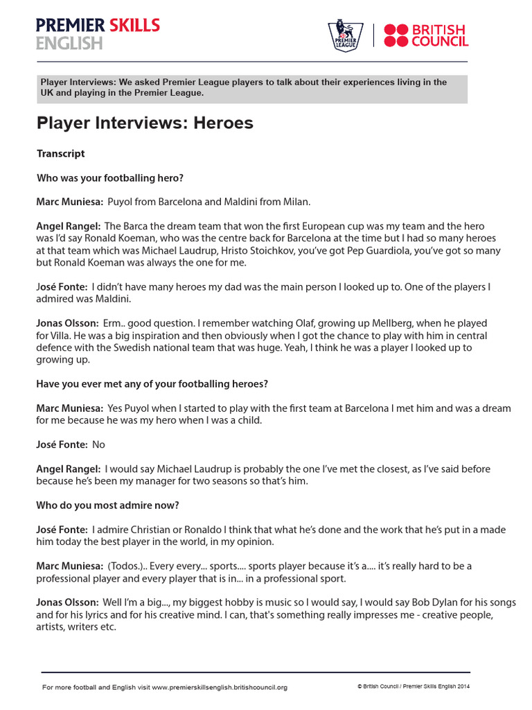 Playerinterviews Heroestranscript | PDF | Fc Barcelona | Association ...