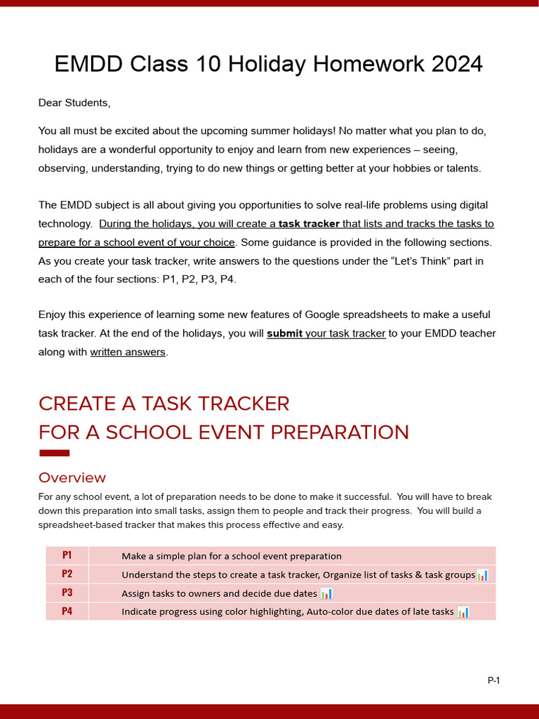 Class 10 Holiday Homework 2024 | PDF | Spreadsheet | Formula