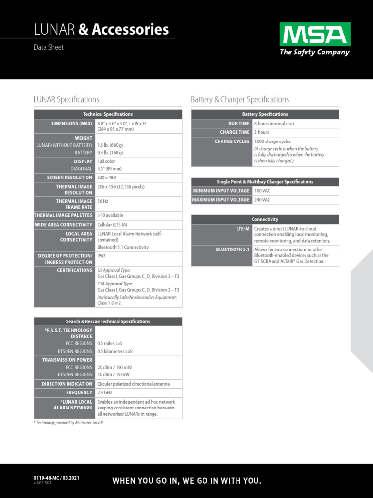 003 - Msa Brochure - Lunar | PDF | Firefighter | Battery Charger