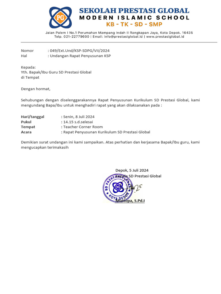 Surat Undangan Penyusunan KSP | PDF