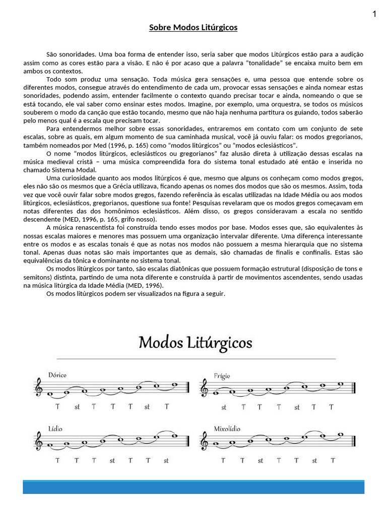 Modos Litúrgicos | PDF | Intervalo (música) | Escala (música)