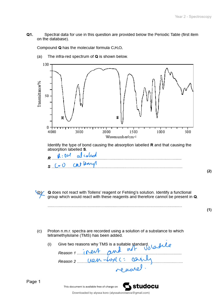 Spectroscopy Questions | PDF | Proton Nuclear Magnetic Resonance ...