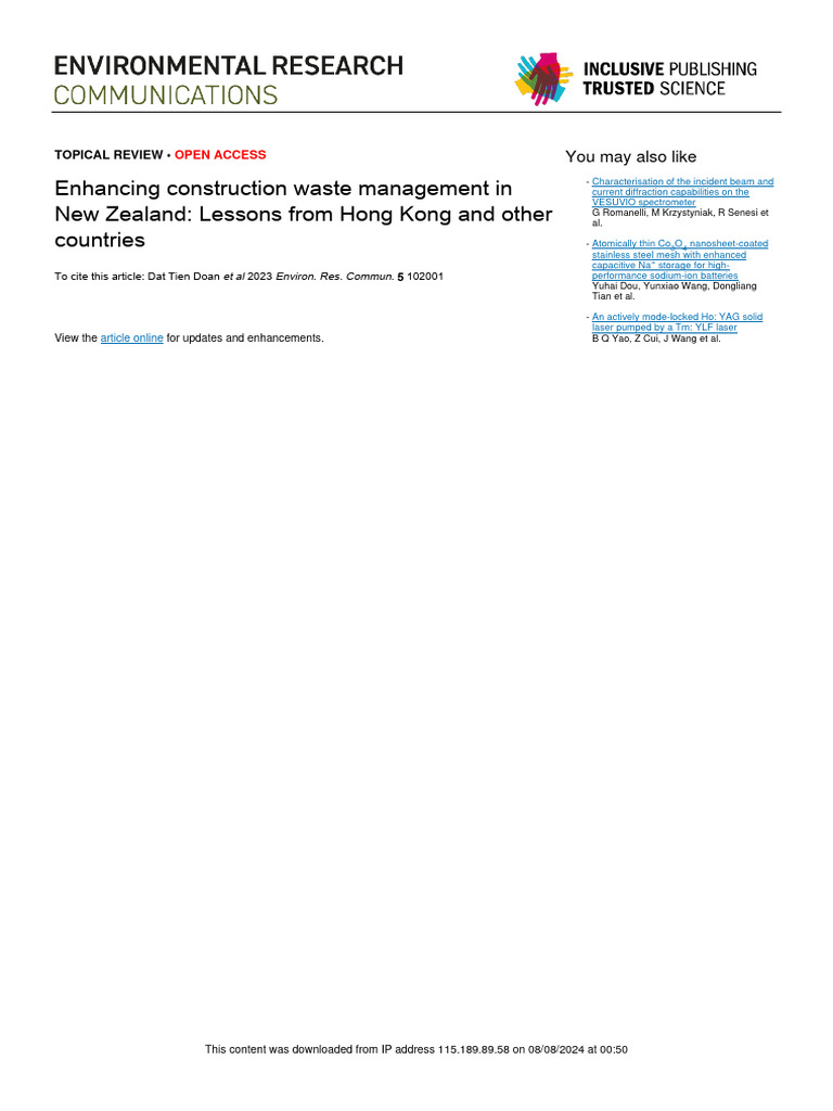 Construction Waste Management Insights for NZ | PDF | Big Data | Recycling