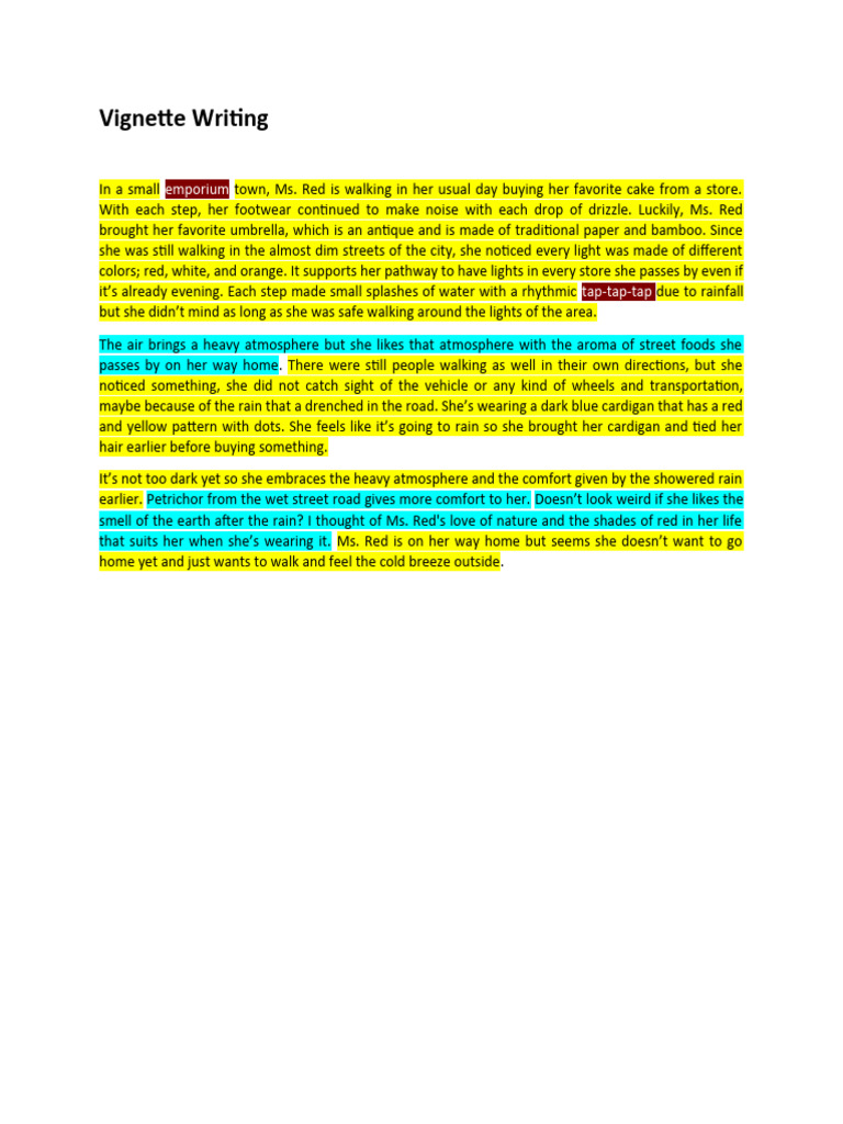 Vignette Story Writing Pdf