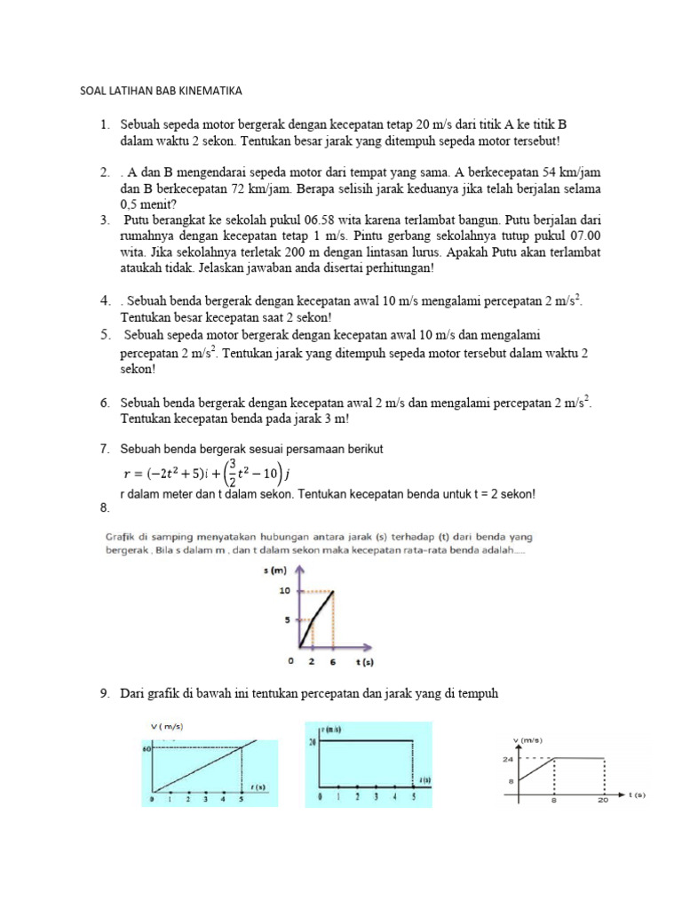 Soal Latihan Kinematika Gerak | PDF