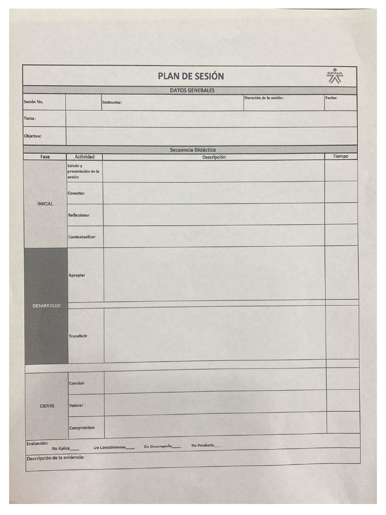 FORMATO PLAN DE SESION | PDF