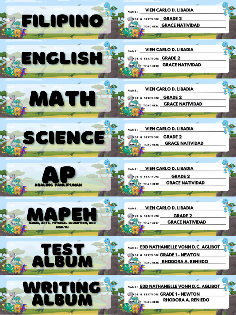 Printable A4 Size Subject & Name Labels (Canva Pro and Fre) | PDF