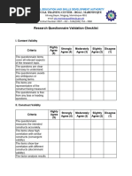 Validation Sheet For Research Questionnaire | PDF