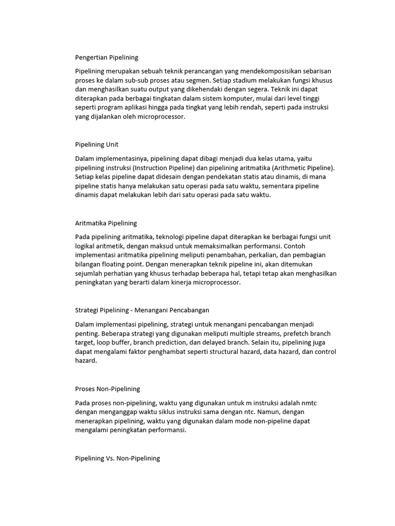 Pengertian Pipelining | PDF