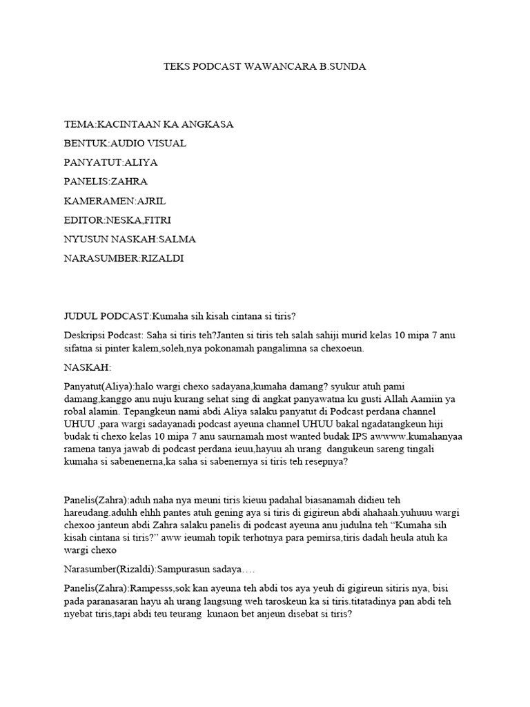 Teks Podcast Wawancara | PDF | Religion & Spirituality | Poetry