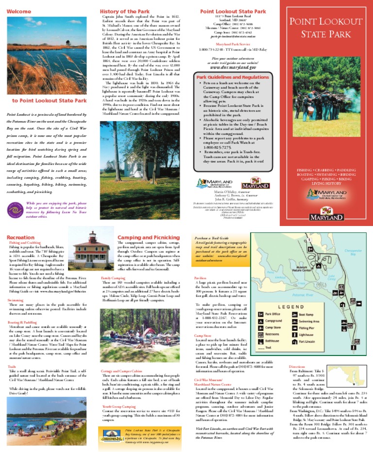 Point Lookout State Park Brochure | PDF | Camping | Campsite