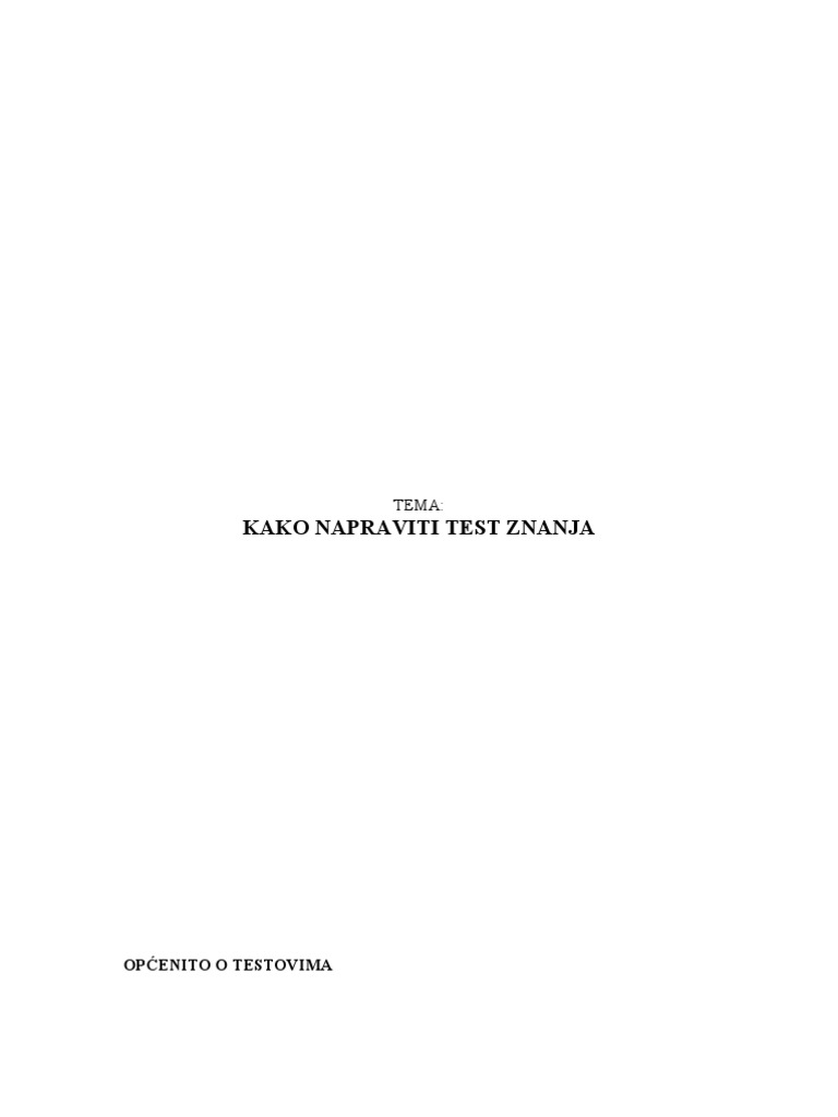 Kako Napraviti Test Znanja | PDF