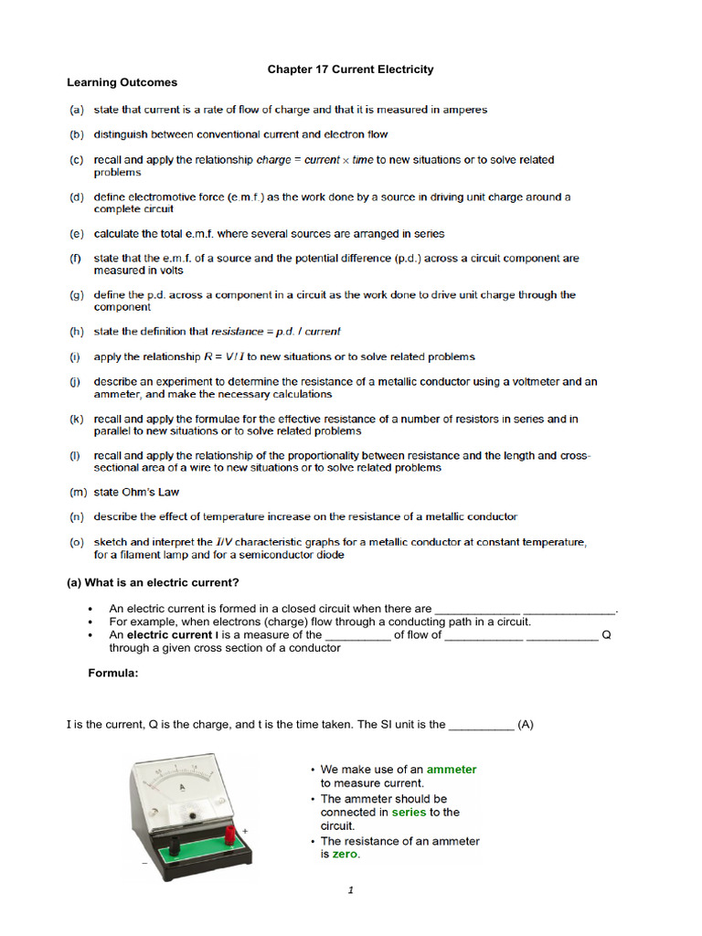 C17 Current Electricity Pdf Voltage Electrical Resistance And