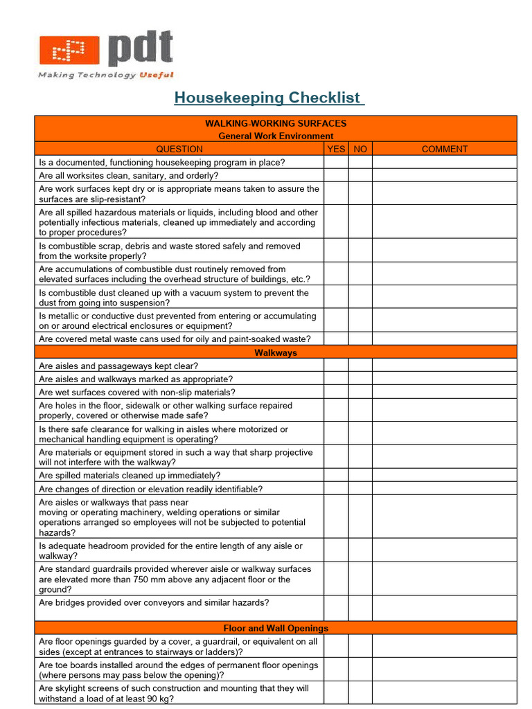 Housekeeping Checklist | PDF | Stairs
