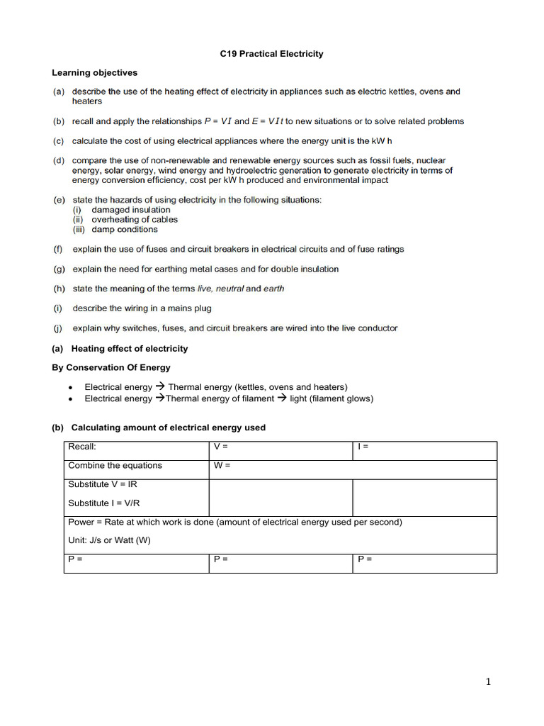 c19-practical-electricity-compressed | PDF | Magnetic Field | Fuse (Electrical)