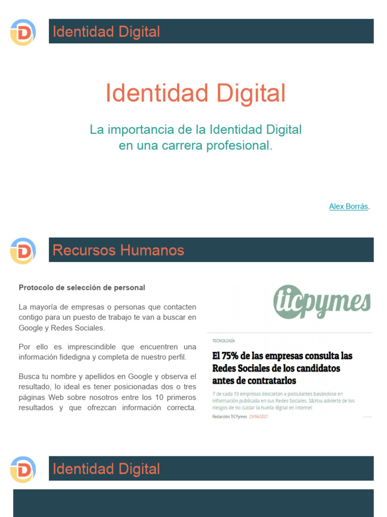 Importancia de la Identidad Digital | PDF | Red mundial | Internet y web