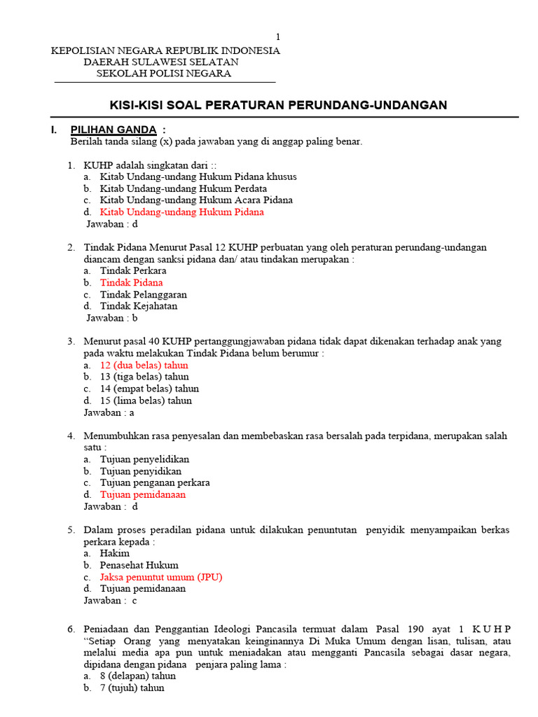 Kisi-Kisi Mp. Peraturan Per-Uu-Ngan | PDF | Politik | Hukum