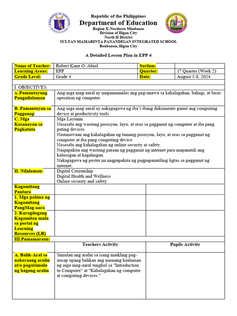 Lp-Epp 4 Week 2 | PDF