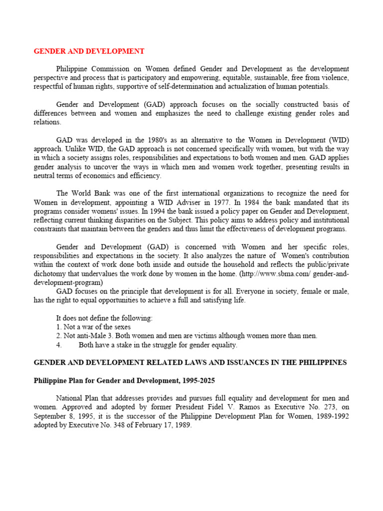 Gender and Development | PDF | Gender And Development | Mass Media