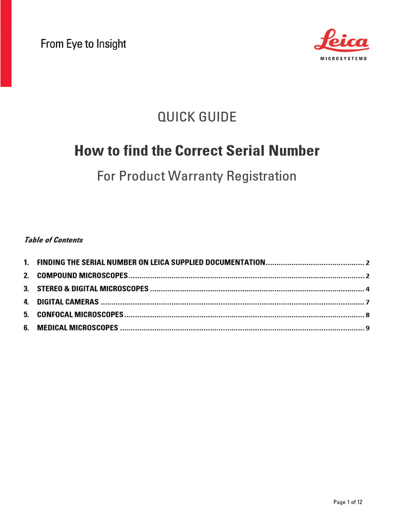 Finding Leica Serial Numbers Guide | PDF | Microscope | Optics