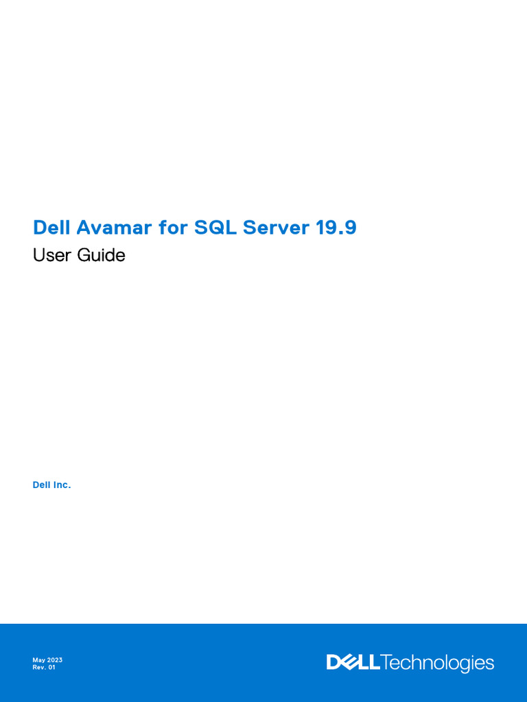 Dell Avamar For SQL Server 19.9 | PDF | Microsoft Sql Server | Computer ...