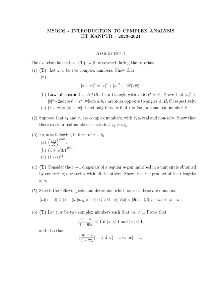 Assignment 1 | PDF | Elementary Mathematics | Trigonometry