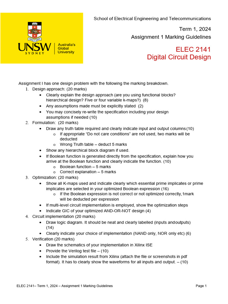 Assignment 1 Marking Guidelines | PDF | Boolean Algebra | Teaching Mathematics