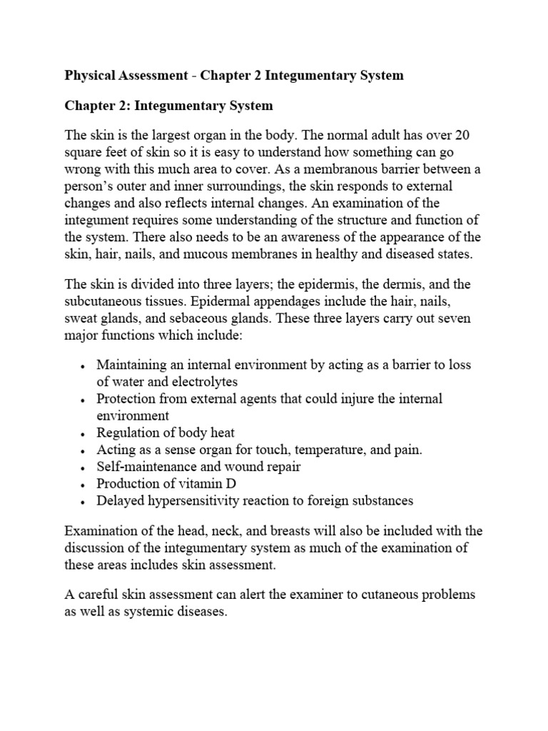 Integumentary System Assessment | PDF | Integumentary System | Anatomy
