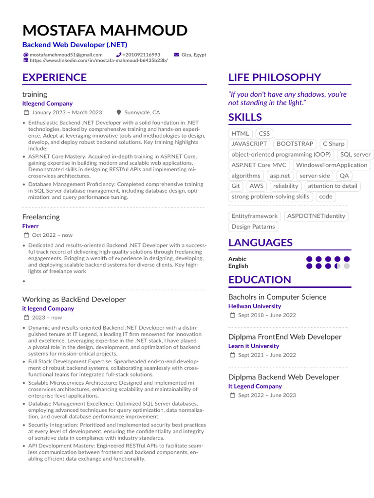 CV 1 Mostafa Mahmoud | PDF | Databases | Microsoft Sql Server