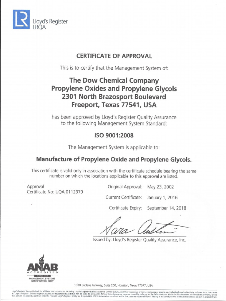 Propylene Glycol USP MFG Process | PDF | Food And Drug Administration ...