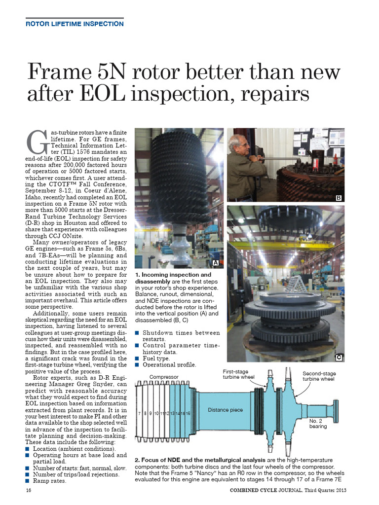 CCJ2013Q3 - GT Rotor Extemsion of Life Inspection and Repairs | PDF ...