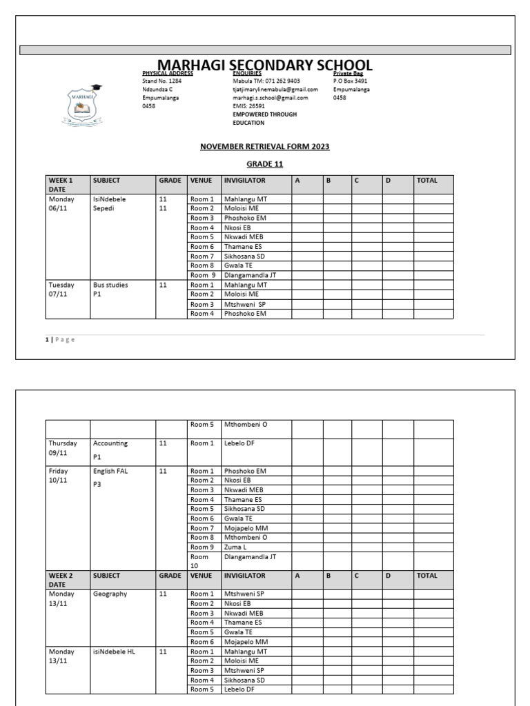 Retrieval Form Grade 11 | PDF