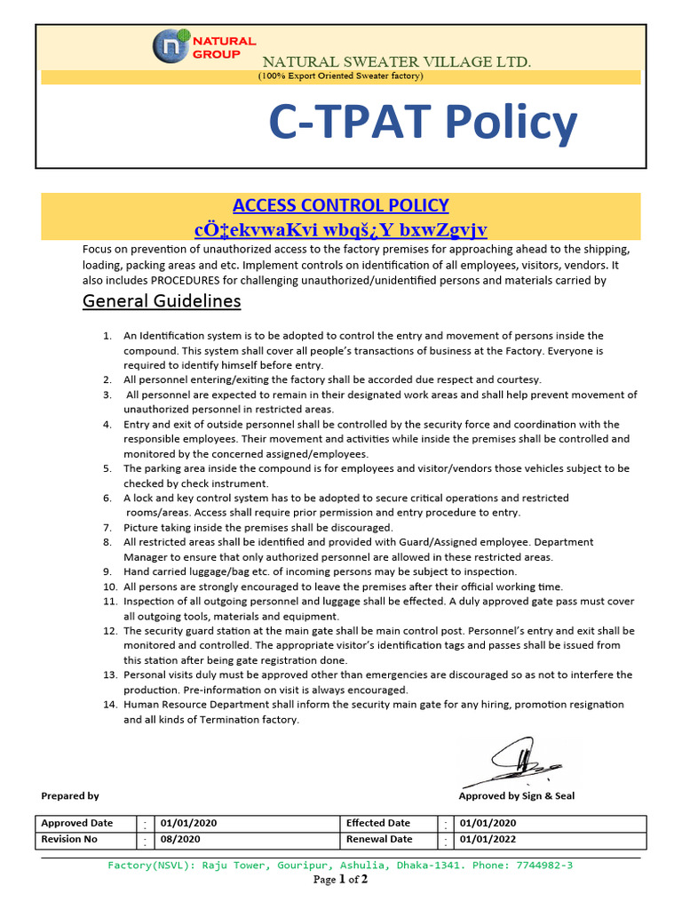 Access Control Policy | PDF | Access Control