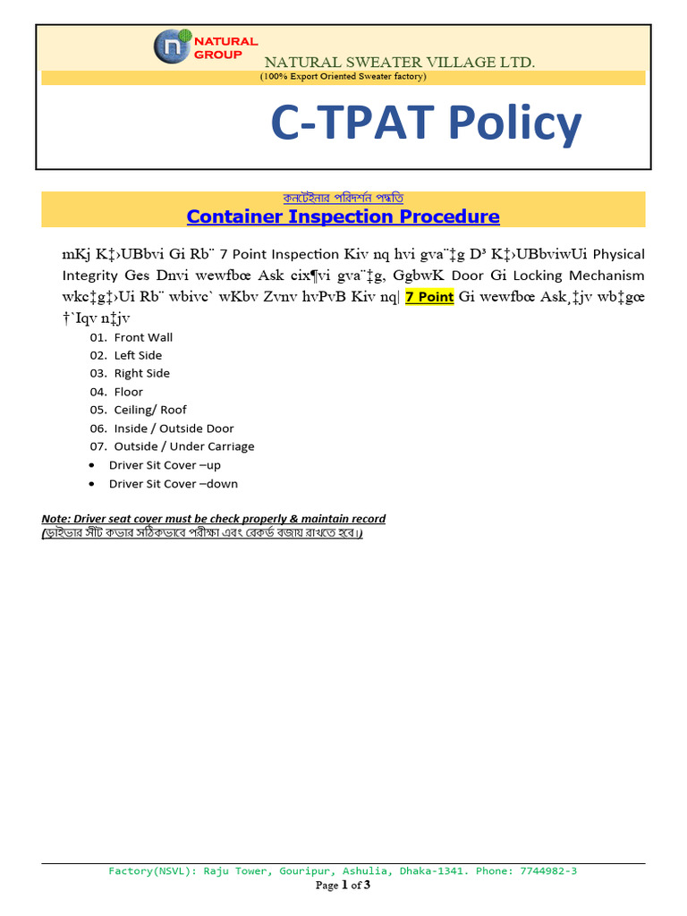 Container Inspection Procedure Pdf