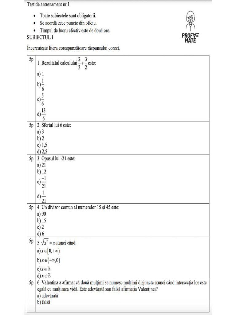 Test 1 Profa de Mate | PDF
