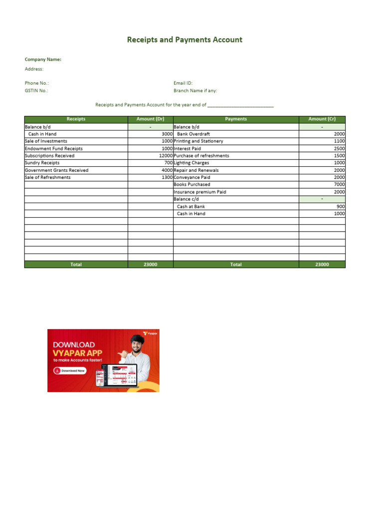 Receipts and Payments Account 01 | PDF