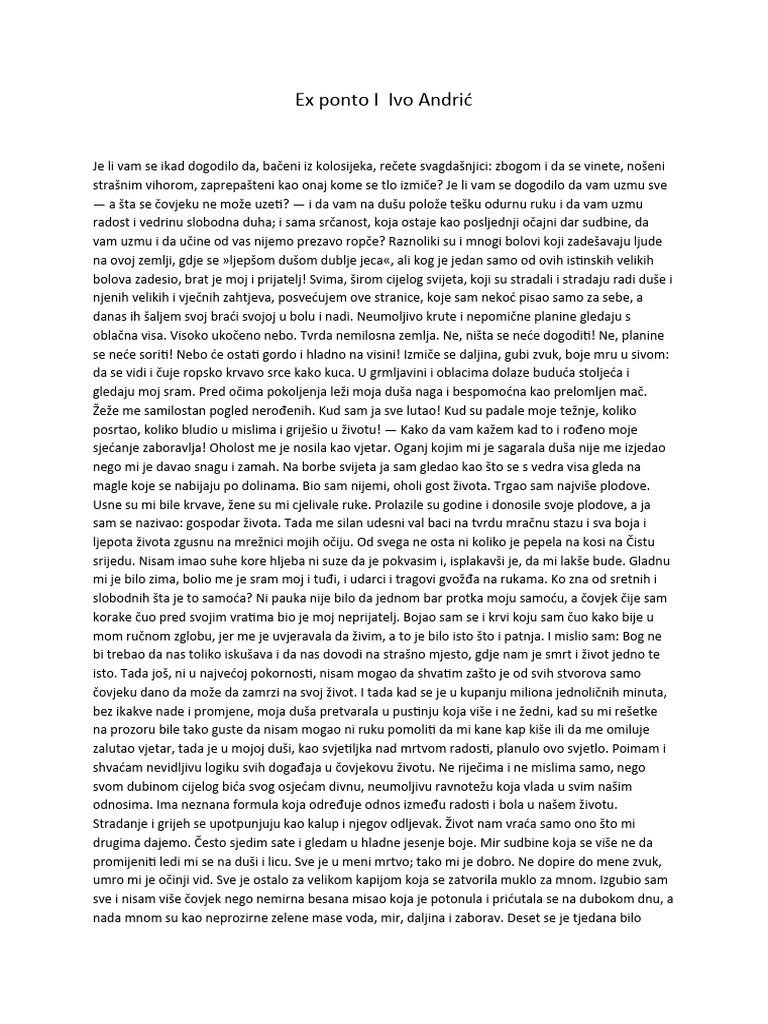 Ex Ponto I Ivo Andrić | PDF