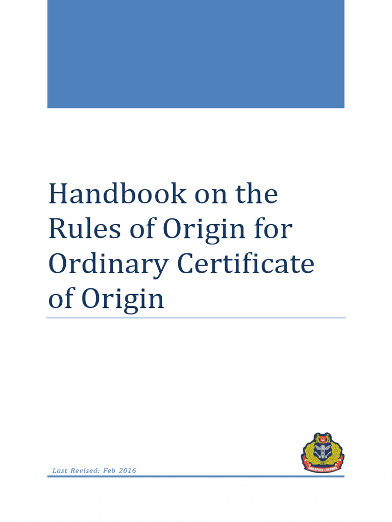 Handbook Rule of Origin For CO | PDF | Chemistry | Materials