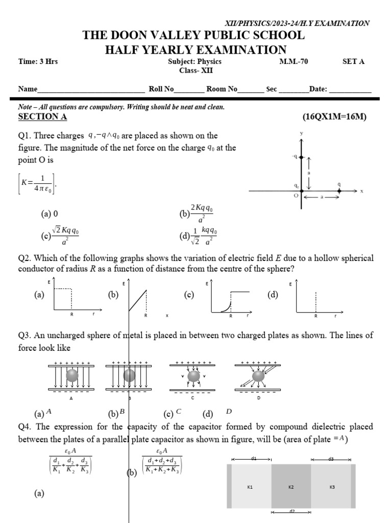 DV 12 Physics Hy Set A Final After Correction | PDF | Capacitor | Inductor