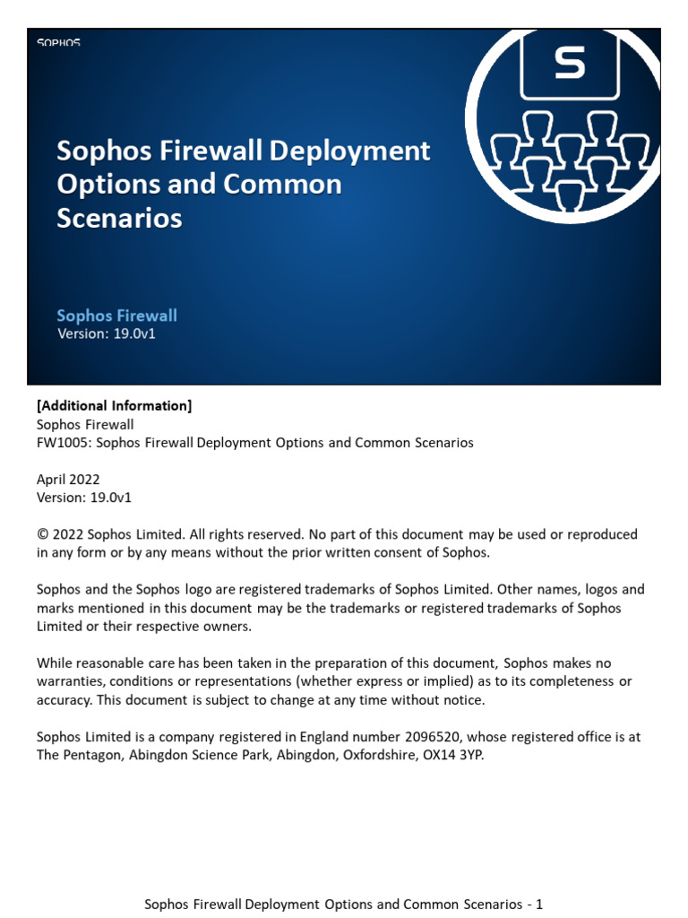 FW1005 19.0v1 Sophos Firewall Deployment Options and Common Scenarios ...
