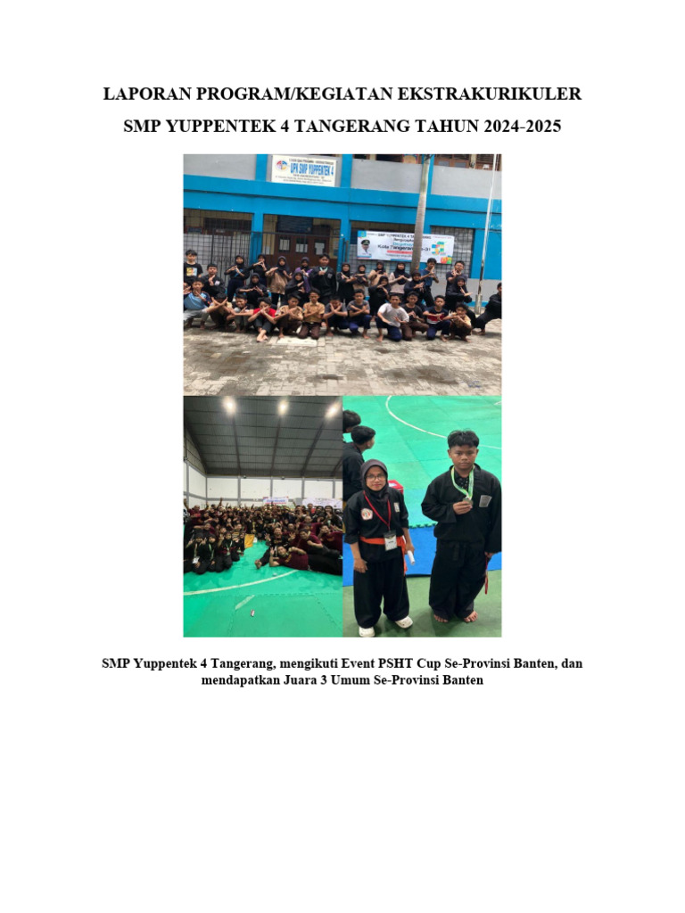 Program Kegiatan Ekskul Pencak Silat SMP Yuppentek 4 Tangerang | PDF